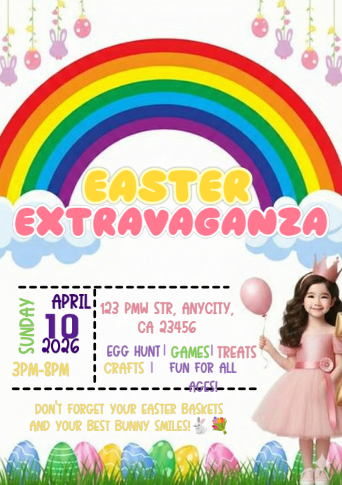 Editable Easter Extravaganza Flyer Template | Kids Egg Hunt Spring ...