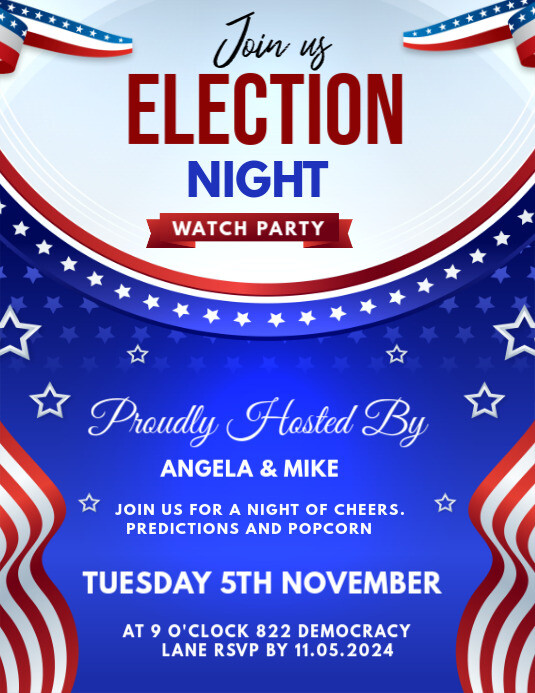 Editable Election Night Party Invitation Template | PosterMyWall