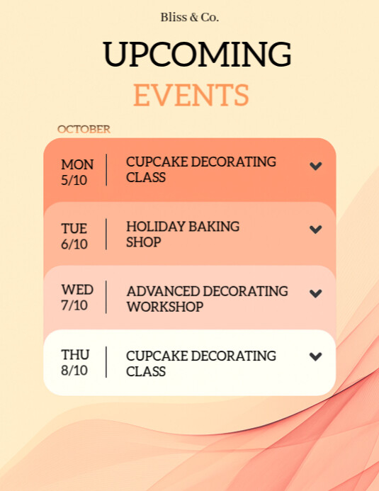 Plantilla de Editable Event Schedule Template | Upcoming Events Poster ...