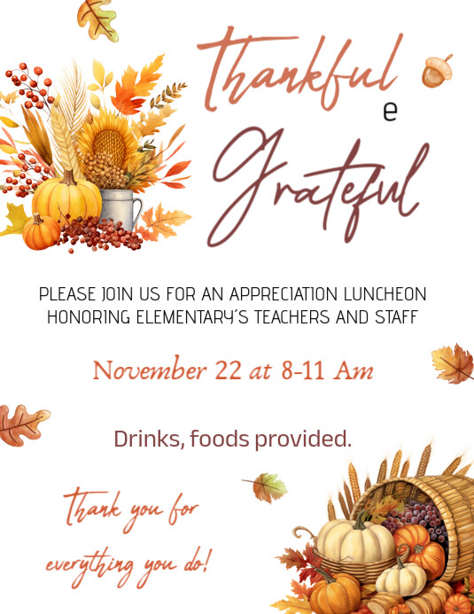 Editable Fall Appreciation Flyer, fall Teacher Luncheon Invite Template ...