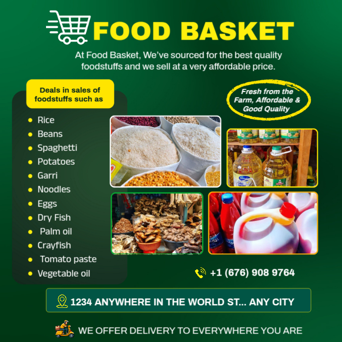 Plantilla de Editable Food Basket Flyer Template | Grocery Store ...
