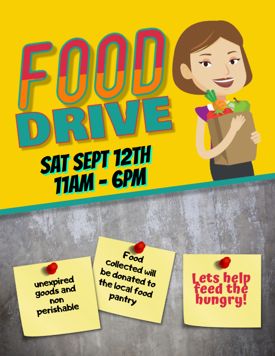 editable Food Drive Event Fundraiser Flyer Template | PosterMyWall