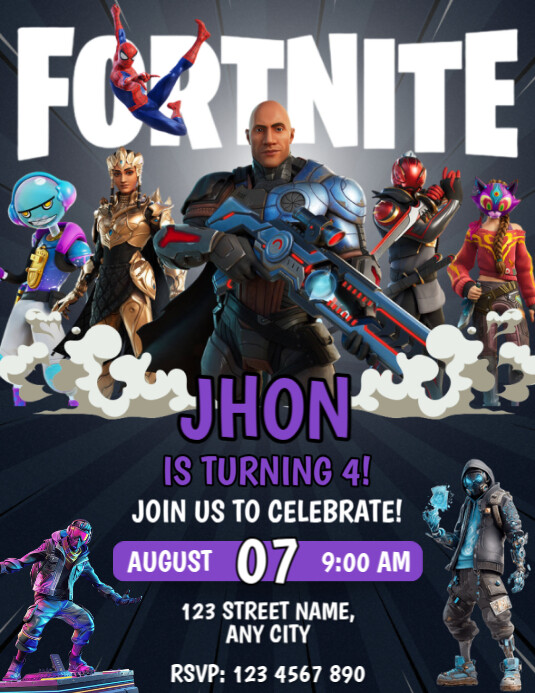 Editable Fortnite Birthday Invitation Template | PosterMyWall