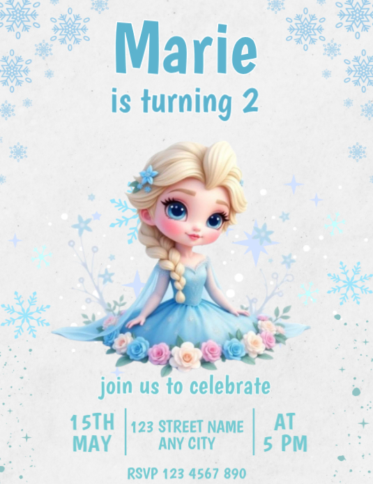 Editable Frozen Birthday Invitation Flyer Template | PosterMyWall