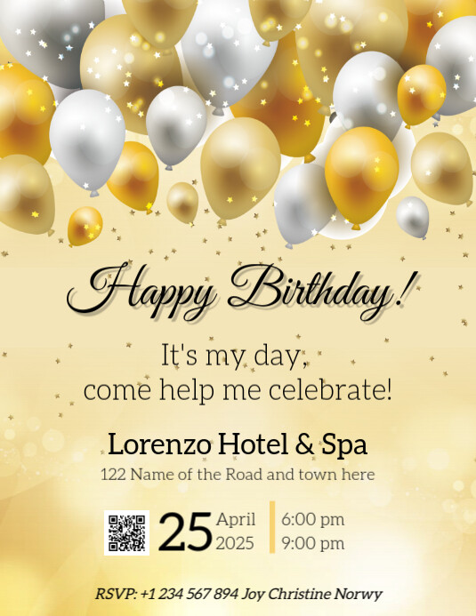 Editable Gold Happy Birthday Card Template | PosterMyWall