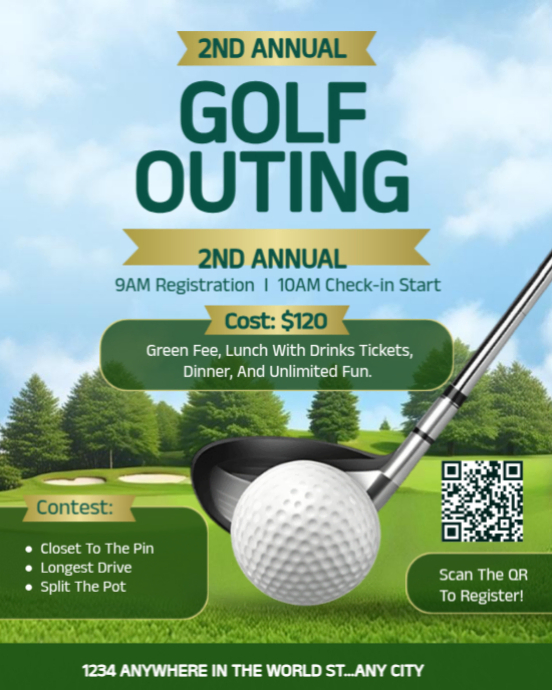 Plantilla de Editable Golf Tournament & Charity Outing Flyer | PosterMyWall