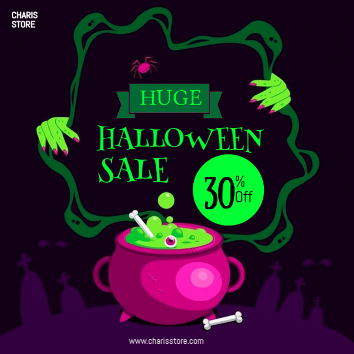 Editable Halloween Sale Social Media Post Template | PosterMyWall