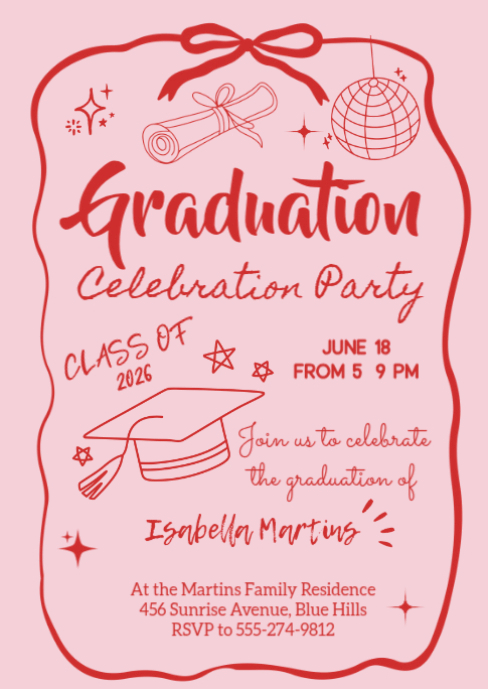 editable Hand Drawn Graduation Invitation Template | PosterMyWall