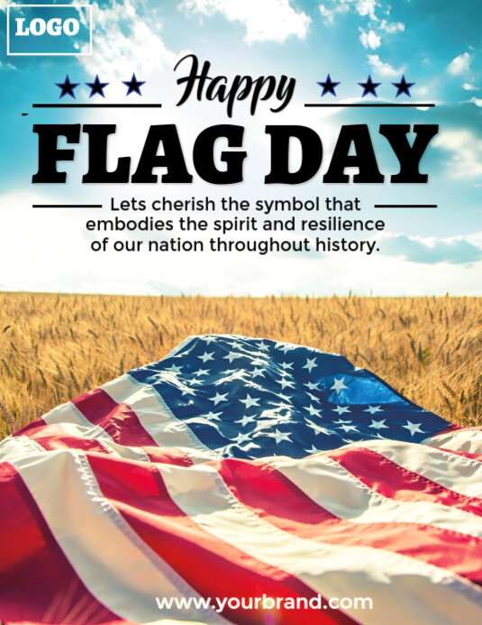 Copy of Editable Happy Flag Day Template with American Flag and Custom ...