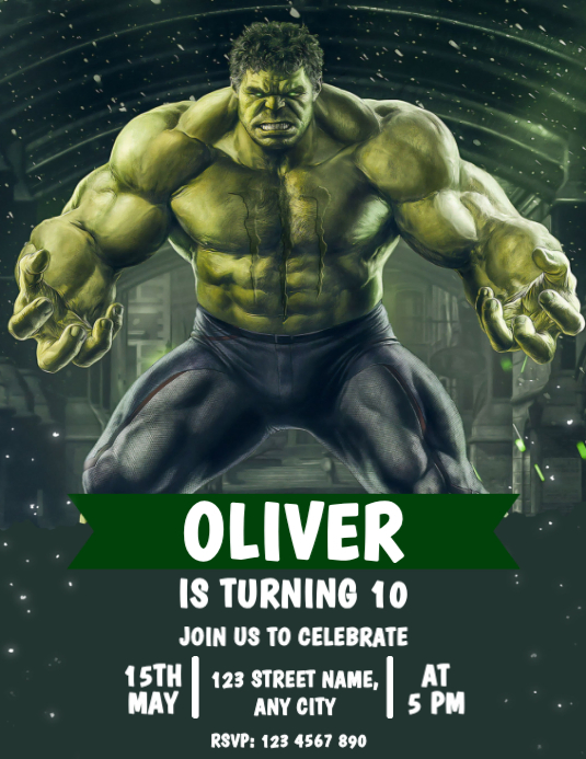 Editable Hulk Birthday Invitation Template | PosterMyWall
