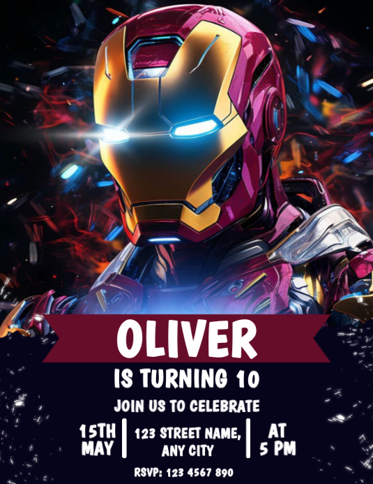 Editable Iron man Avenger Birthday Invitation Template | PosterMyWall