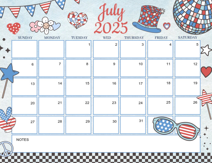 Copy of EDITABLE July Calendar 2025 | PosterMyWall