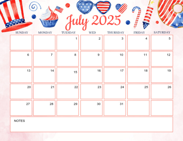 EDITABLE July Calendar 2025 Template | PosterMyWall