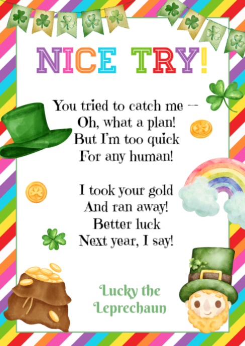 Plantilla de Editable Kids Leprechaun Trap Note | St. Patrick’s Day ...