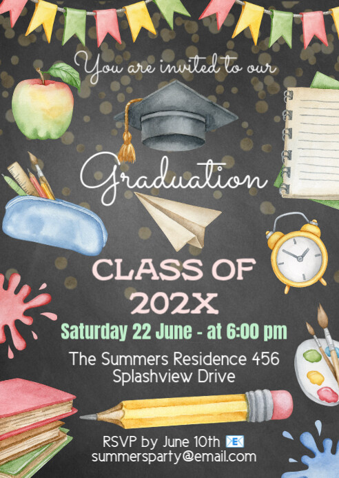 Editable Kindergarten Graduation Invitation Template | PosterMyWall
