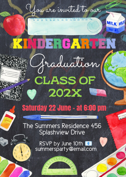 Editable Kindergarten Graduation Invitation Template | PosterMyWall