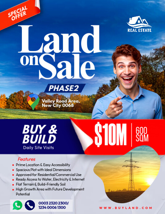 Copy of Editable Land for sale flyer template | PosterMyWall