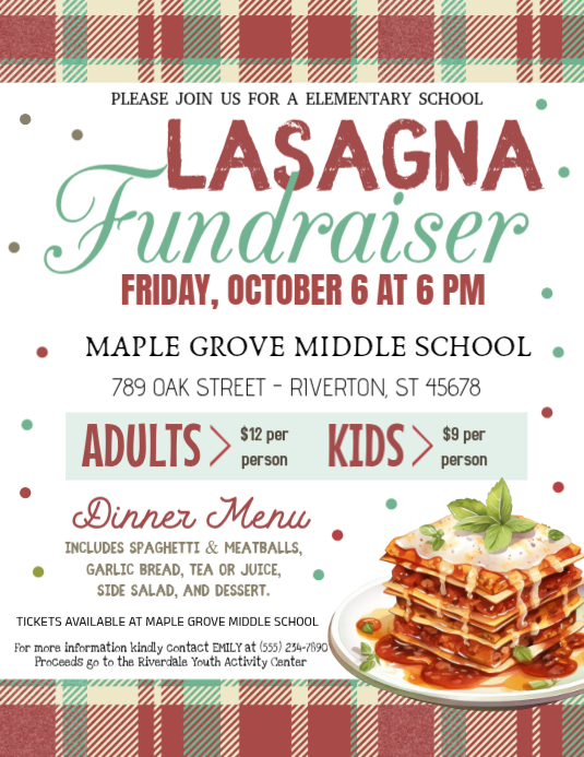 Copy of Editable Lasagna Dinner Fundraiser Flyer | PosterMyWall