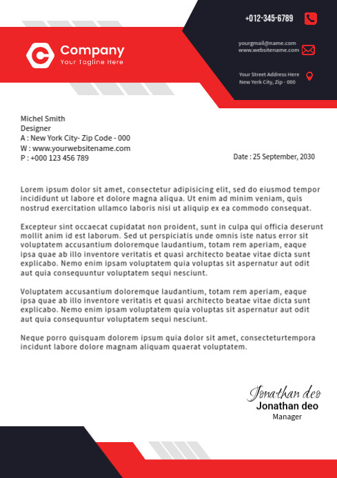 Editable Letter Head Template | PosterMyWall