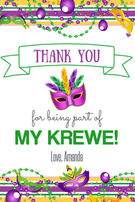 Editable Mardi Gras Favor Tag , Template | PosterMyWall