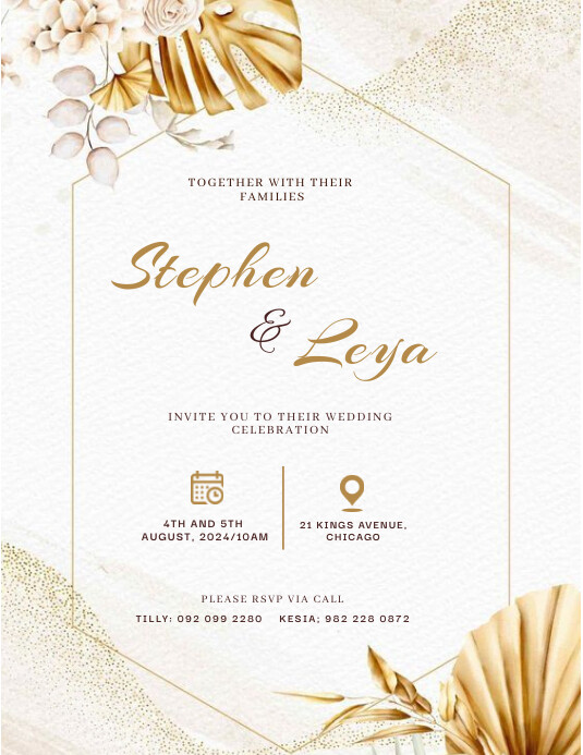 Editable Minimal A4 Wedding Invitation Design Template | PosterMyWall