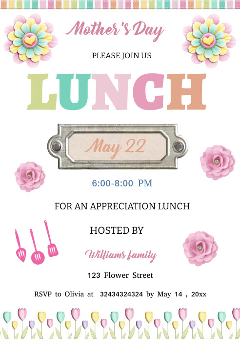 EDITABLE Mother's Day Lunch Invitation Template | PosterMyWall