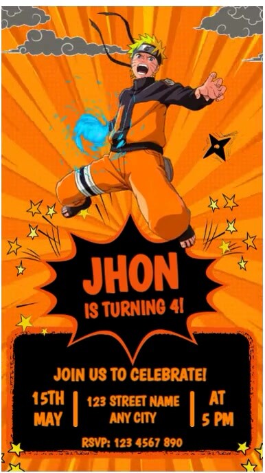 Copy of Editable Naruto Birthday Invitation | PosterMyWall