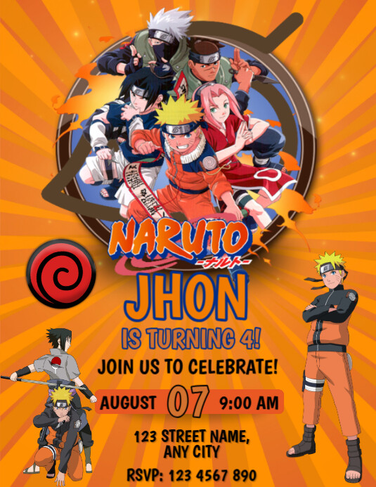 Editable Naruto Birthday Invitation Template | PosterMyWall