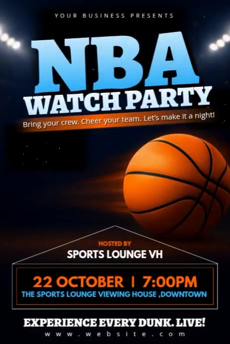 Editable NBA Watch Party Flyer Template | Basketball Game Night ...