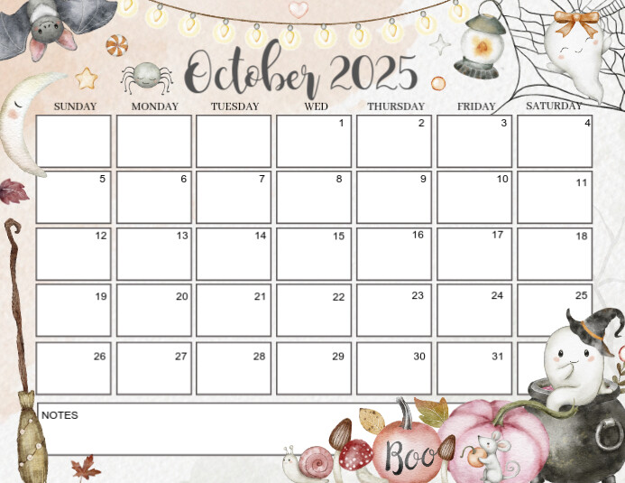 Editable October 2025 calendar Template | PosterMyWall