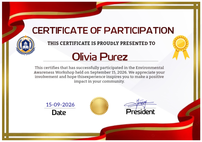 Editable Participation Certificate Design Template A4 | PosterMyWall