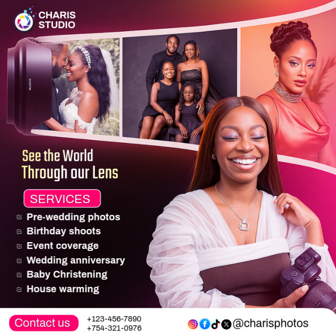 Copy of Editable Photography Services & Portfolio Flyer Template Instagram portrait | PosterMyWall