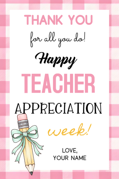 Editable Pink Bow Teacher Appreciation Week Gift Tags, Template ...
