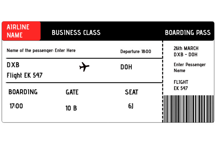 Editable Plane Boarding Pass Template Online | PosterMyWall