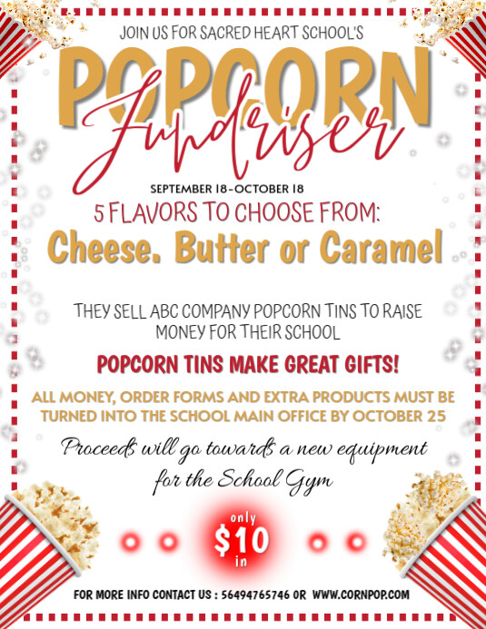 Editable Popcorn Fundraiser Flyer Template | PosterMyWall