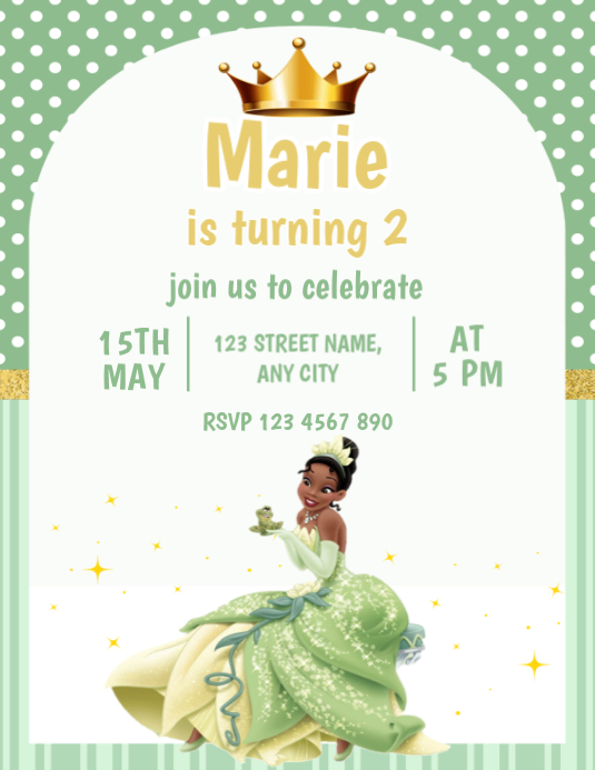 Editable Princess Tiana Birthday Invitation Template | PosterMyWall
