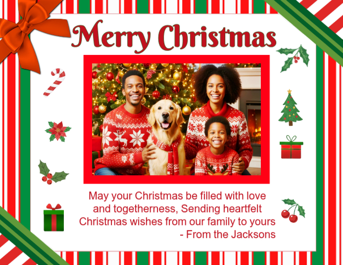 Editable printable merry Christmas card with picture and message for ...