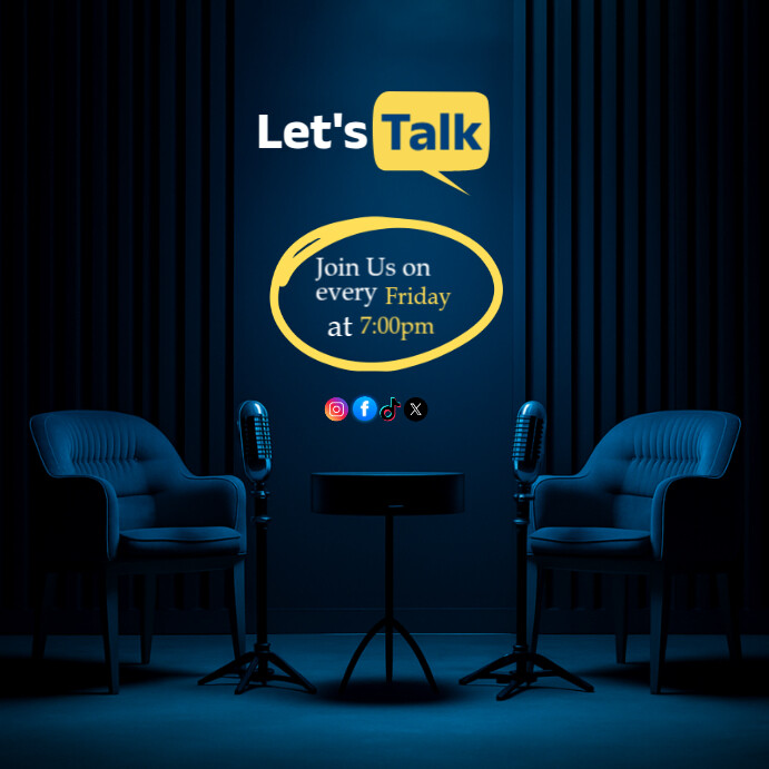 Copy of Editable Prodcast & Live Talk Show Promo Template | PosterMyWall
