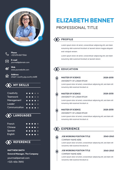Copy of Editable Professional Resume Template A4 | PosterMyWall