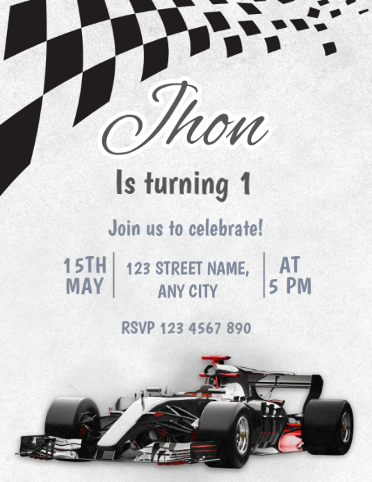 Editable racing car f1 birthday invitation Template | PosterMyWall