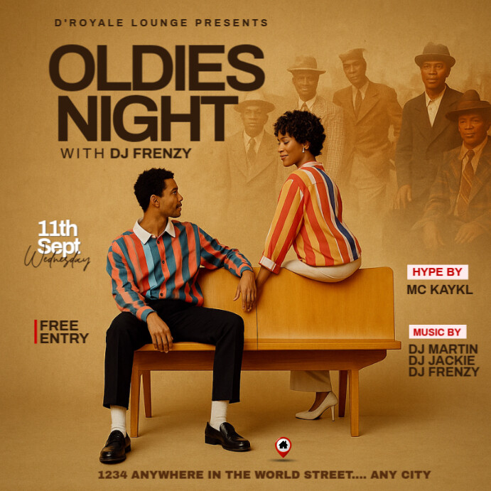 Editable Retro Oldies Night Club Flyer Instagram post Template ...