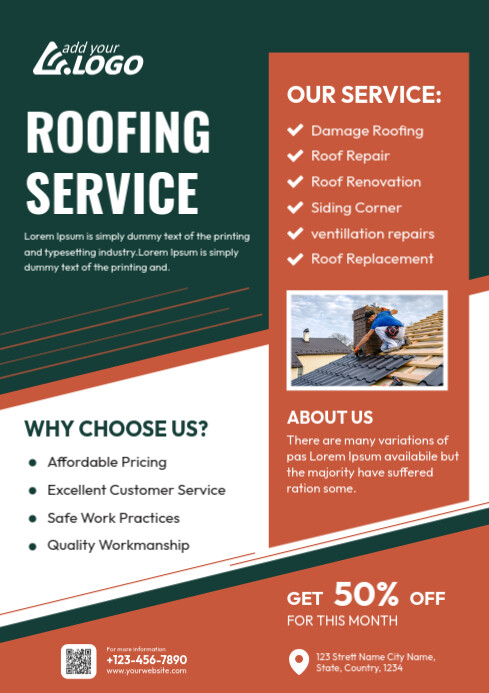 Copy of Editable Roofing Flyer Template | PosterMyWall
