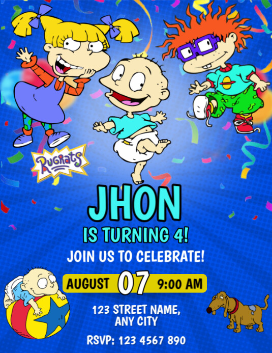 Editable Rugrats Birthday invitation Template | PosterMyWall