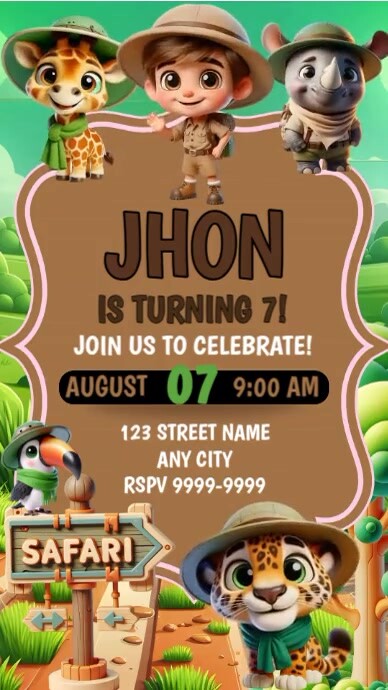 Editable Safari Birthday Invitation Video Template | PosterMyWall