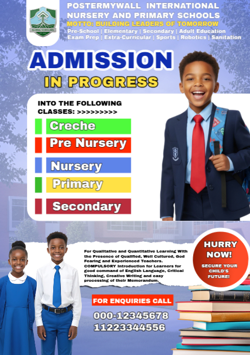 Plantilla de Editable School Admission Poster Template | Nursery ...