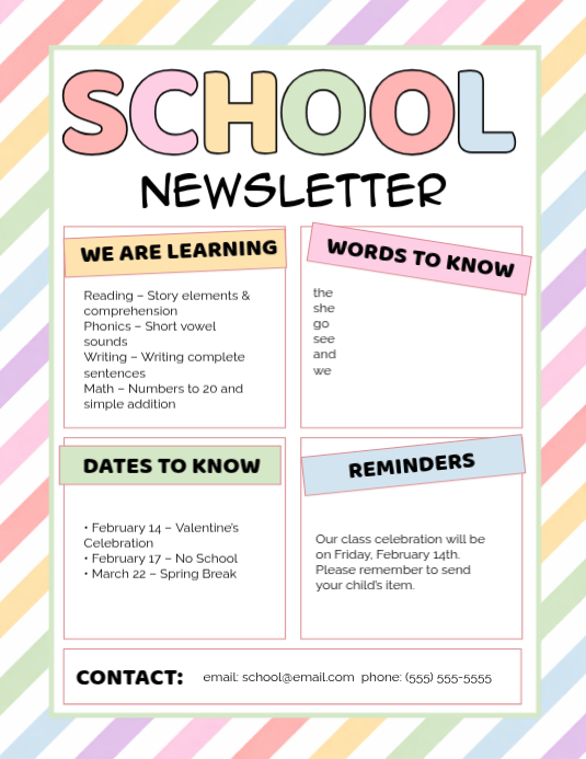 Editable School Newsletter Flyer Template | PosterMyWall