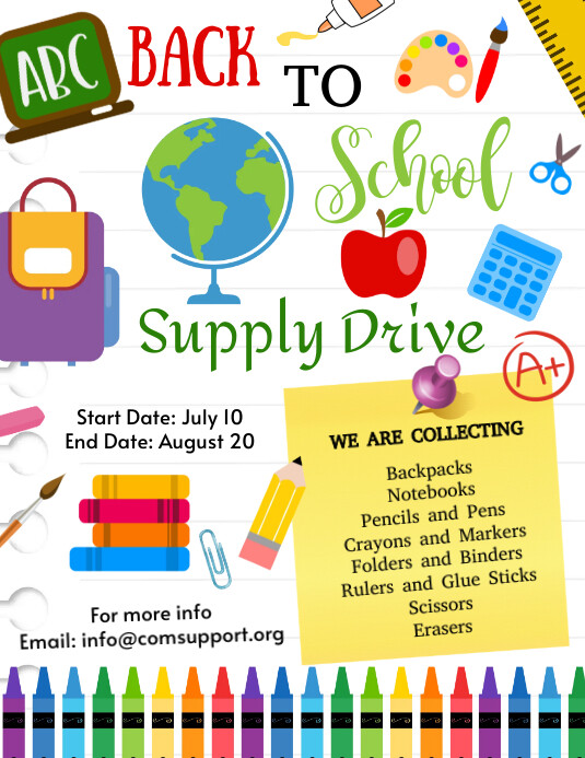 Copy of Editable School Supply Drive Flyer | PosterMyWall