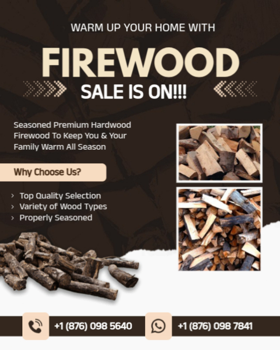 Editable Seasoned Firewood For Sale Flyer Template | PosterMyWall