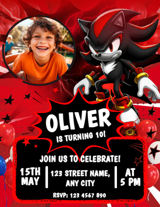 Editable Shadow with photo Birthday invitation Template | PosterMyWall