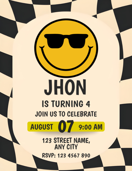 Editable Smiley Face Rad Birthday Invitation Template | PosterMyWall